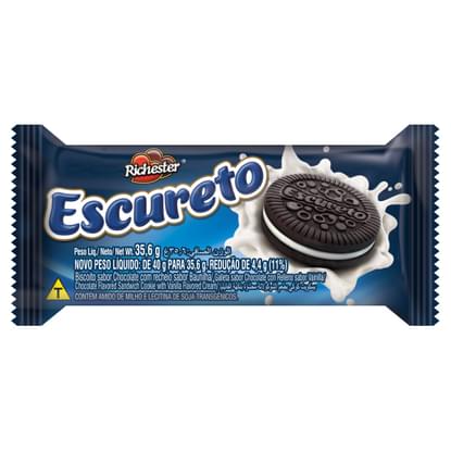 Riograndense Distribuidora. Biscoito Richester Recheado 35,6g Morango Amori