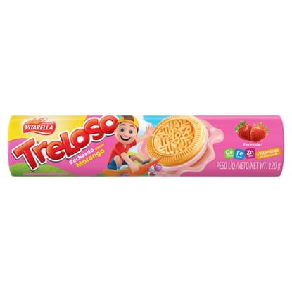 Riograndense Distribuidora. Biscoito Vitarella Treloso Recheado 120g Flocos
