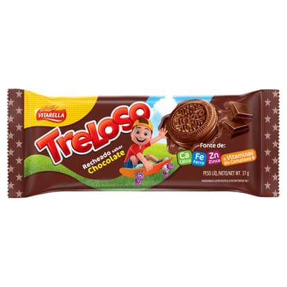 Riograndense Distribuidora. Biscoito Vitarella Treloso Recheado 37g Morango