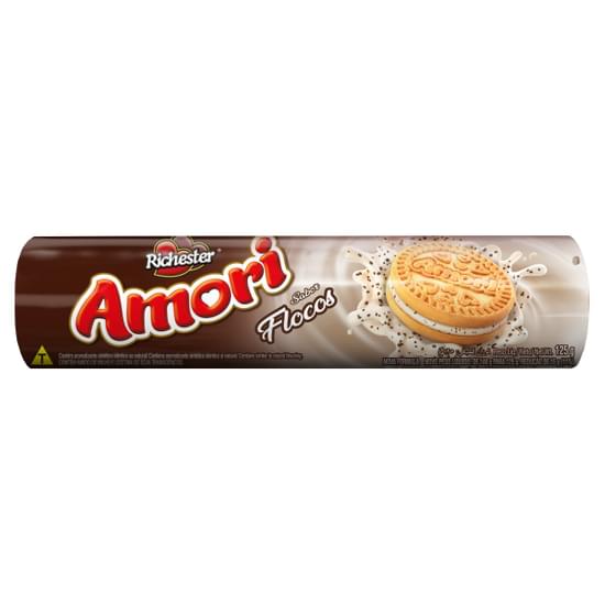 Riograndense Distribuidora. Biscoito Richester Recheado 125g Flocos Amori