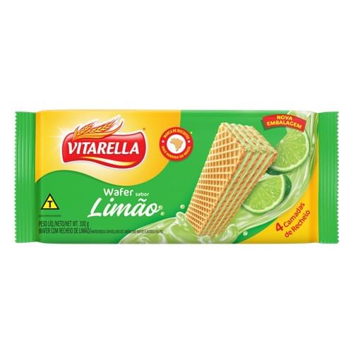 Riograndense Distribuidora. Biscoito Vitarella Wafer 100g Limao